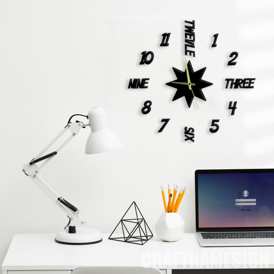Number With Words Big Size 3D Infinity Wall Clock, Wall Clock Unique ...