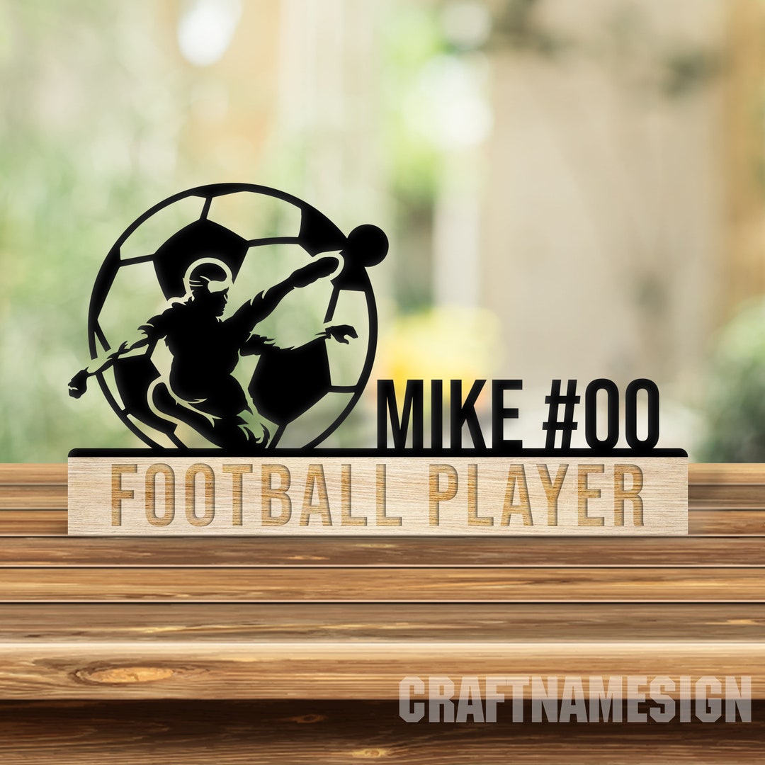 Custom Wooden Soccer Player Desk Name Plate, Soccer Members Metal ...