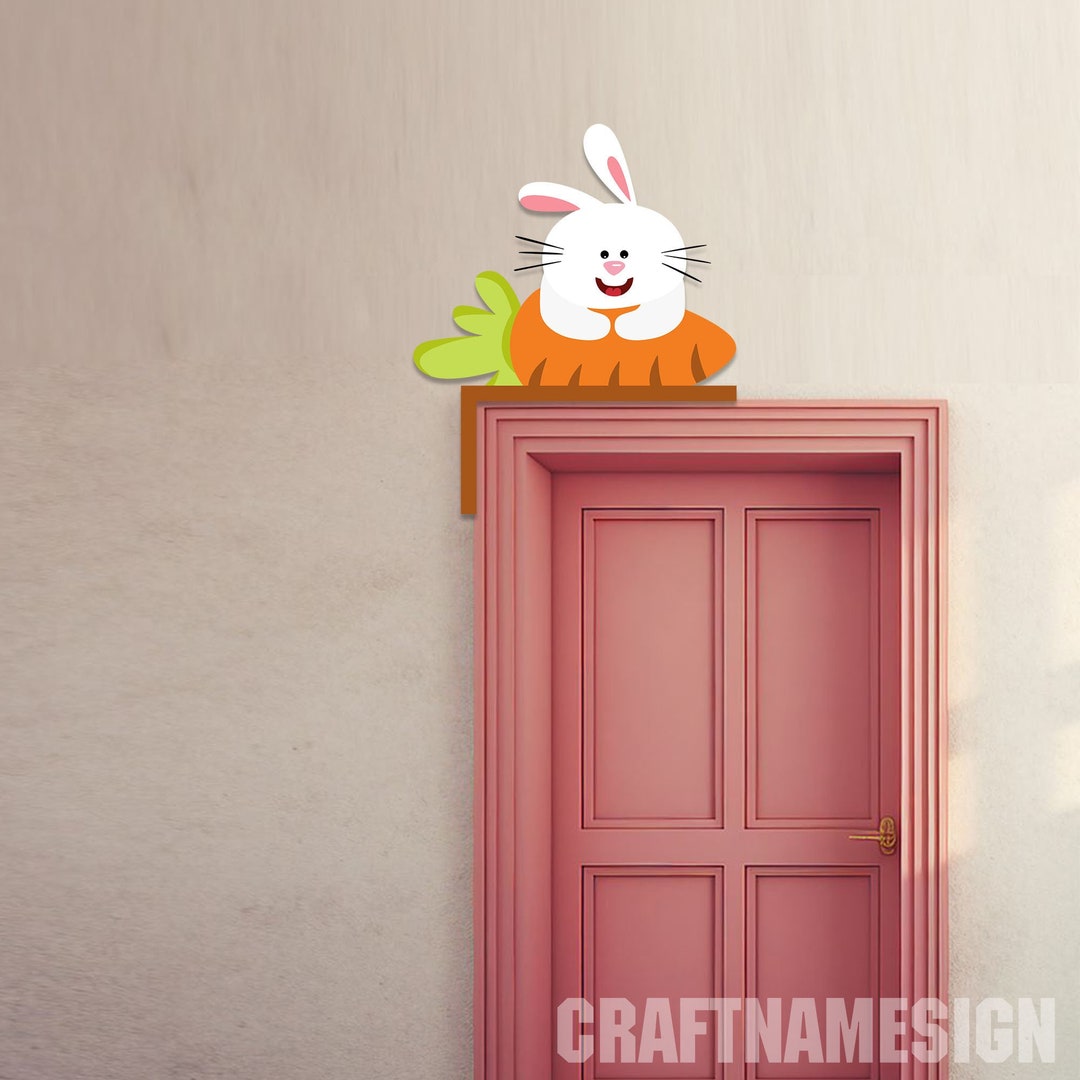 Bunny Door Corner Metal Wall Art, Rabbit Door Topper, Rabbit Door ...