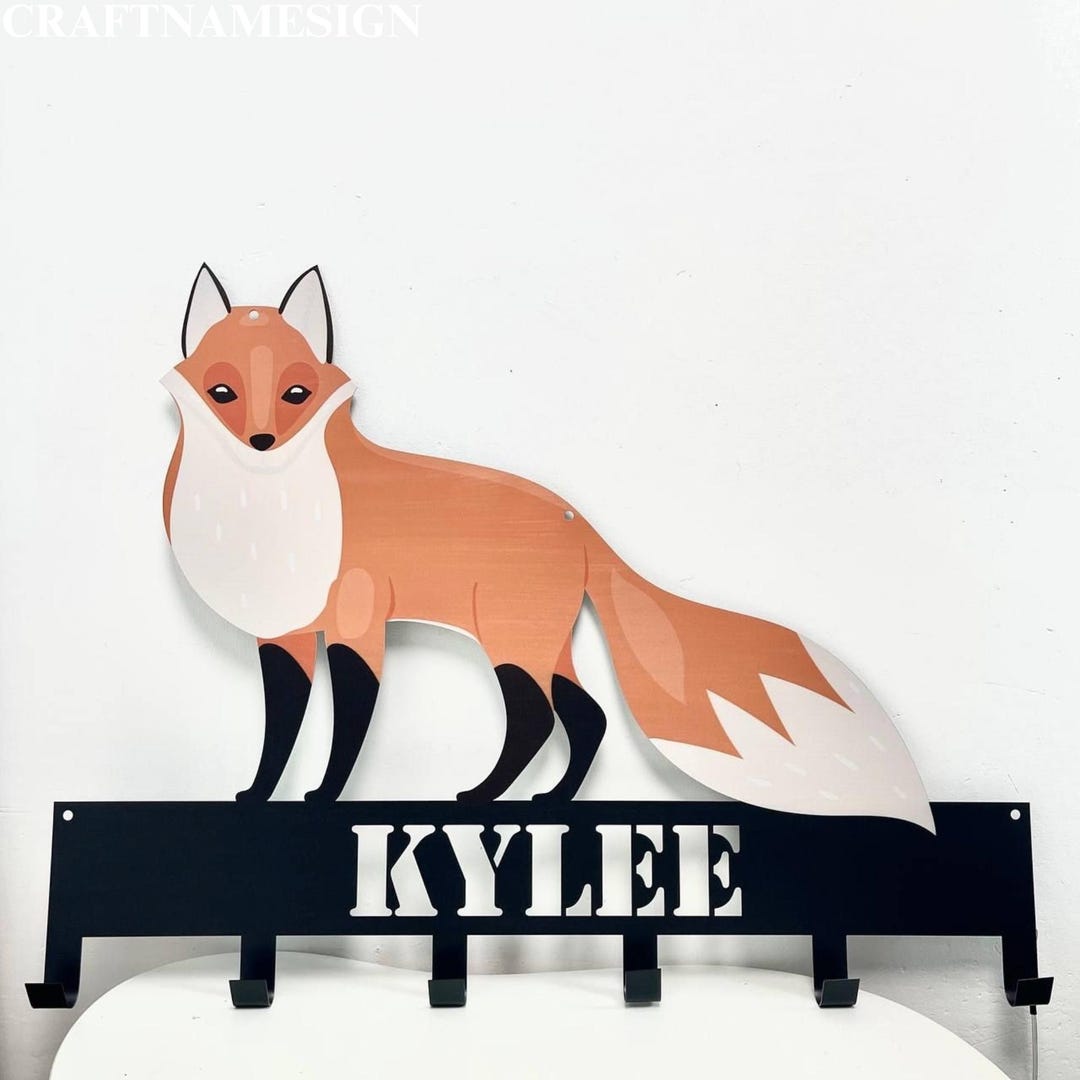 Custom Wild Fox Metal Key Holder, Fox Lover Decorative Entryway Coat ...