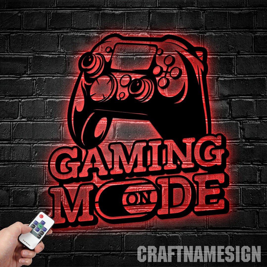 Video Game Controller Metal Wall Art LED Light, Gamer Kids Room Sign ...
