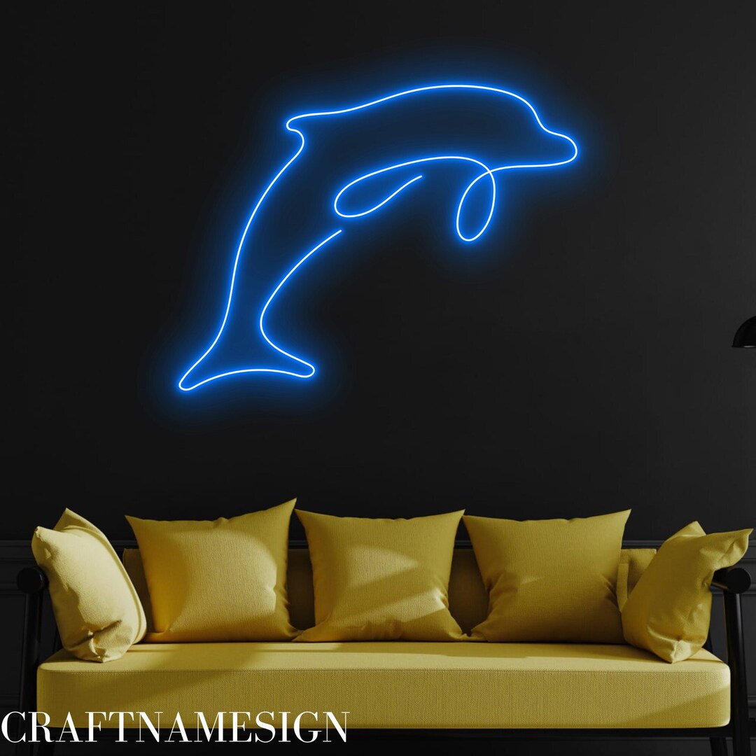 Minimalist Dolphin Neon Sign, Dolphin Led Sign, Custom Neon Sign ...