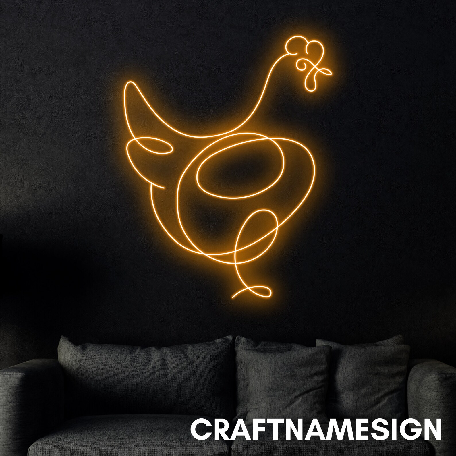 Chicken Line Neon Sign, Chicken Line Led Sign, Custom Neon Sign, Fried ...