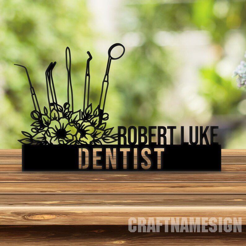 Custom Dentist Wooden Desk Name Plate, Dentist Metal Nameplate for Desk ...