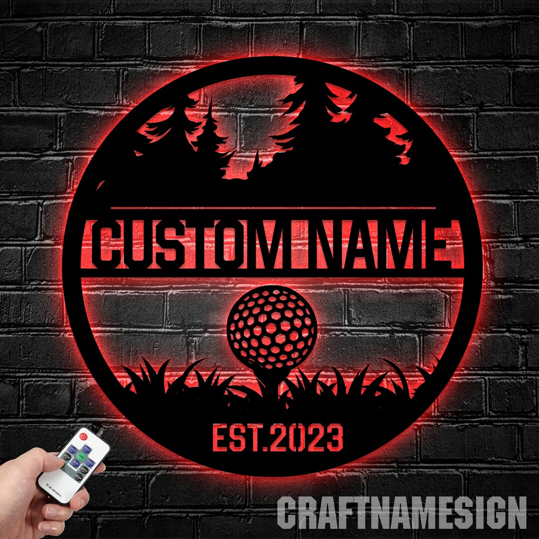 Personalized Golf Metal Name Sign, Custom Golfer Metal Wall Art ...