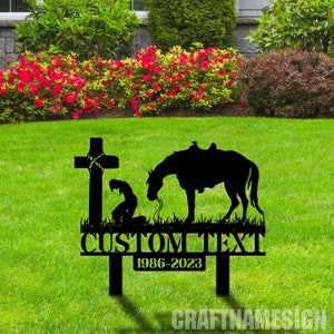 Custom Kneeling Cowboy at Cross Memorial Stake, Cowboy Sympathy Gift ...