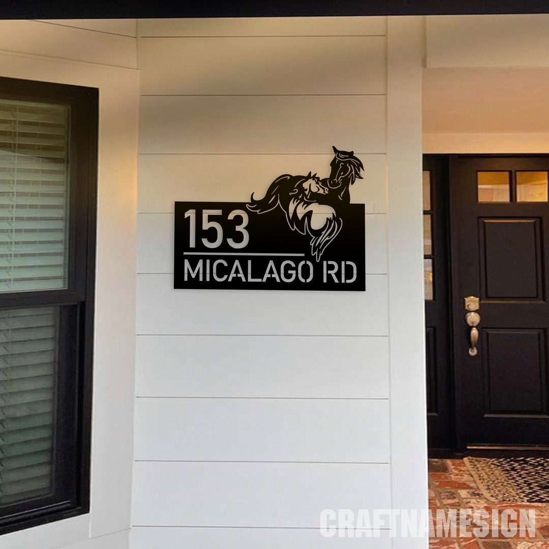 Personalized Horse Couple Farm House Ranch Metal Address Sign - Etsy
