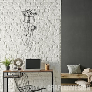 Coffee Floral Women Book Reading Line Art Metal | Wall Art LED Light ...