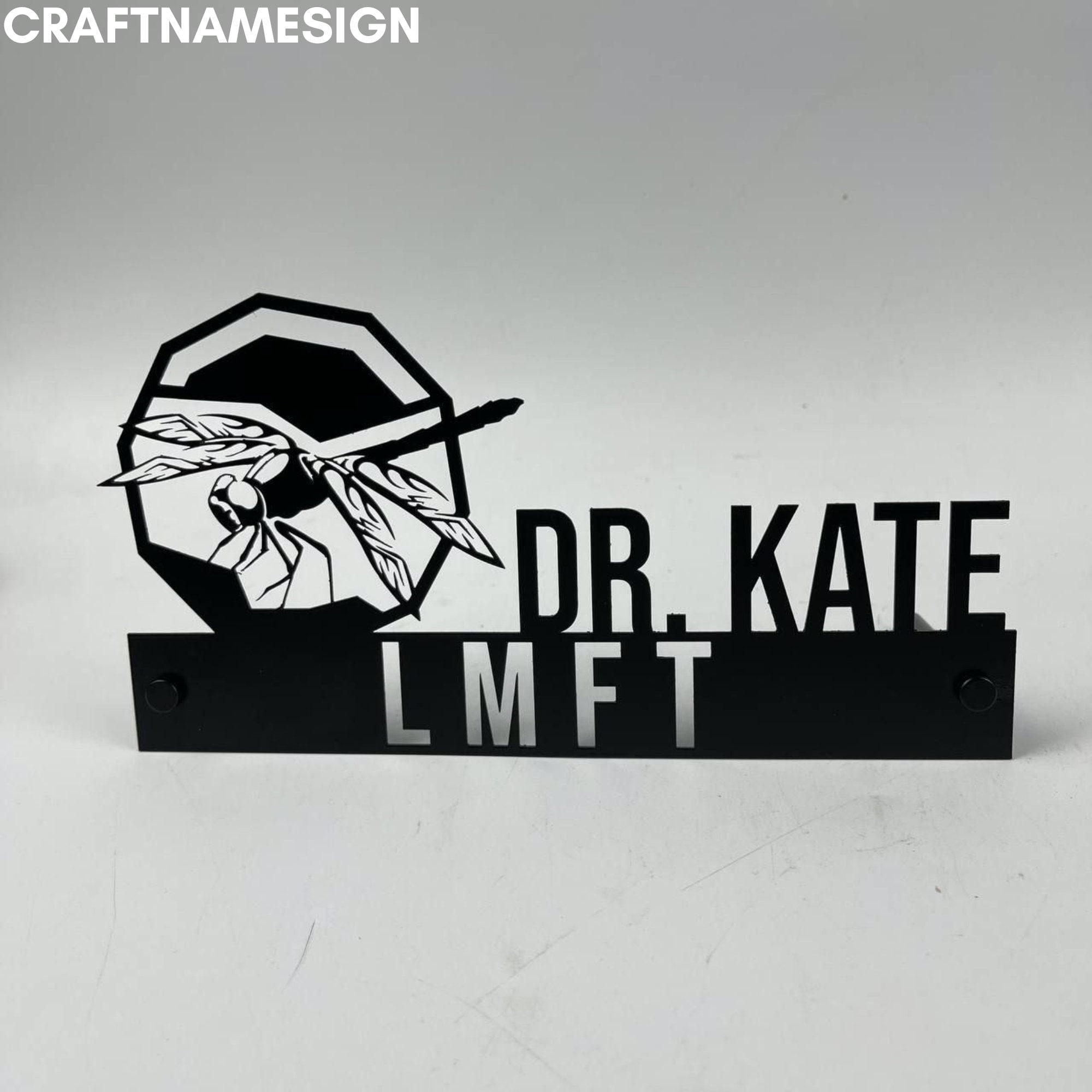 Custom Wooden Dragonfly Desk Name Plate, Dragonfly Metal Nameplate for ...