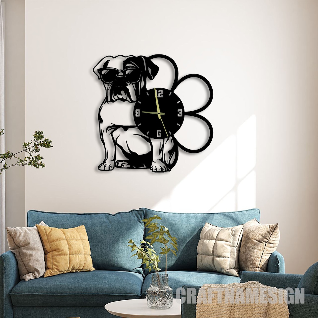 Metal Cool Bulldog Wall Clock, Wall Clock Unique for Home Decor and ...