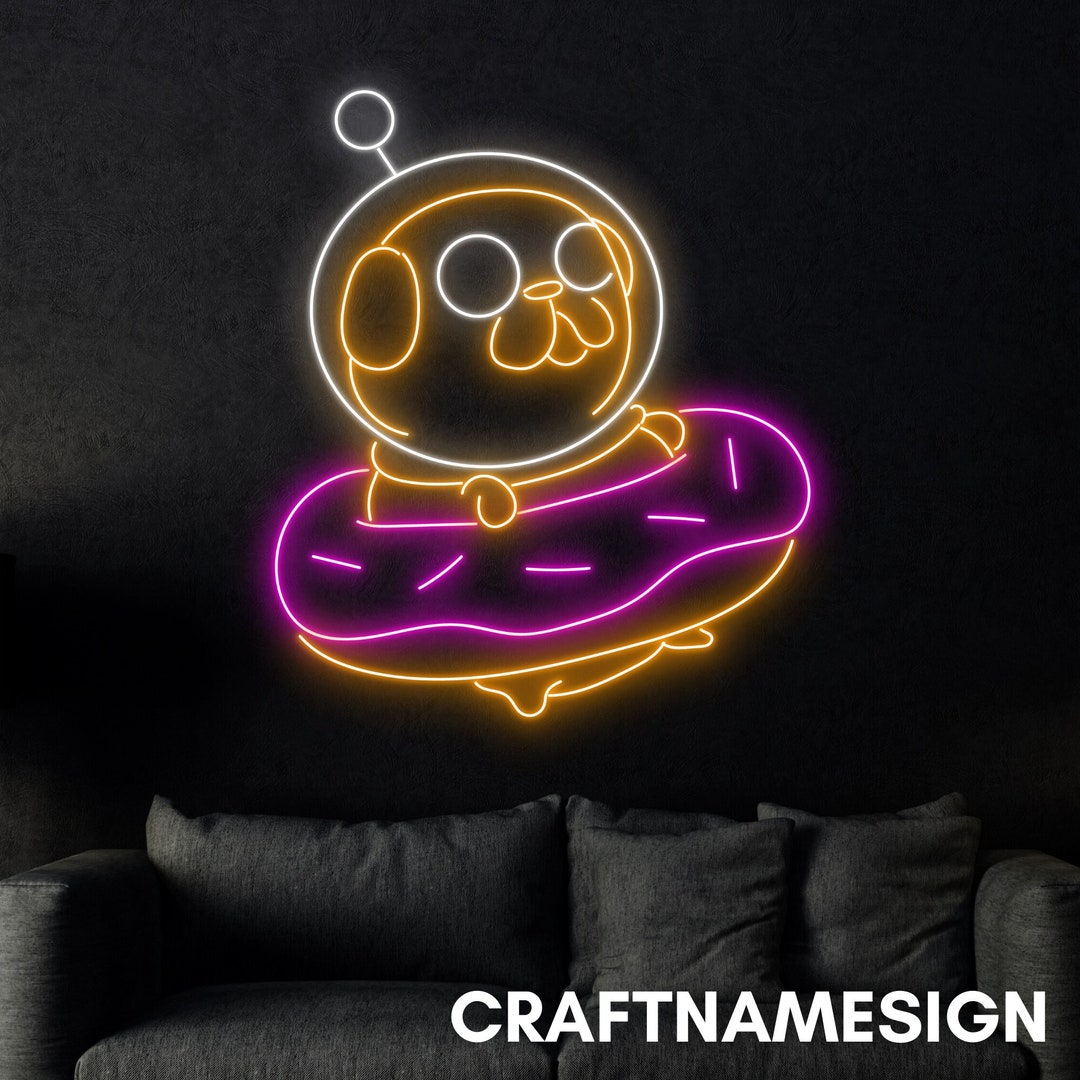 Pug Dog Astronaut Donut Neon Sign, Dog Donut Led Sign, Custom Neon Sign ...