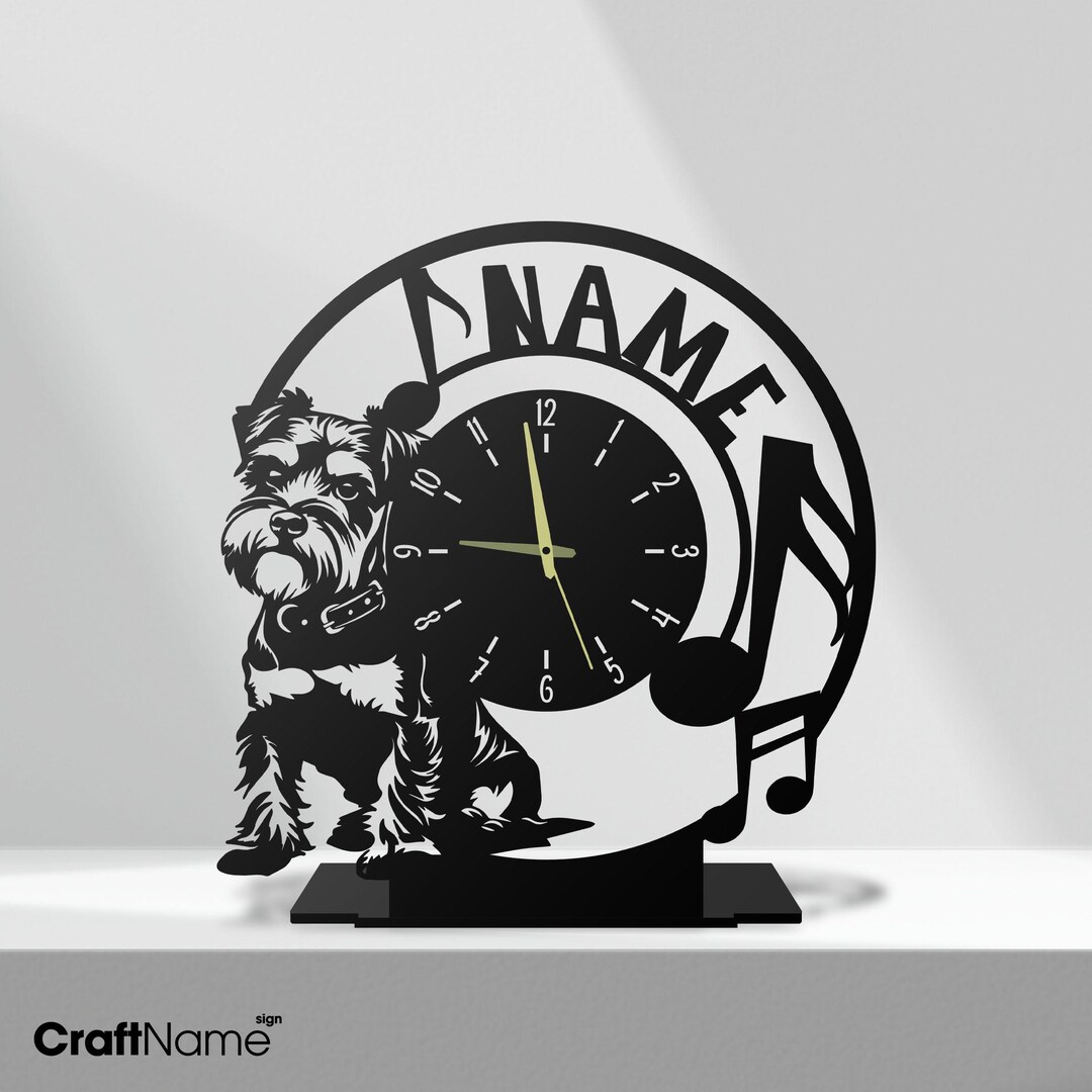 Customized Miniature Schnauzer Dog Metal Silent Desk Clock ...