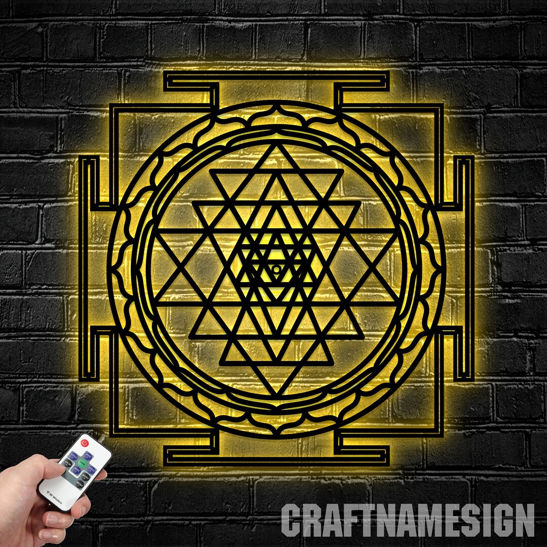 Sri Yantra Sacred Geometry Metal Wall Art Led Light, Metal Sign ...