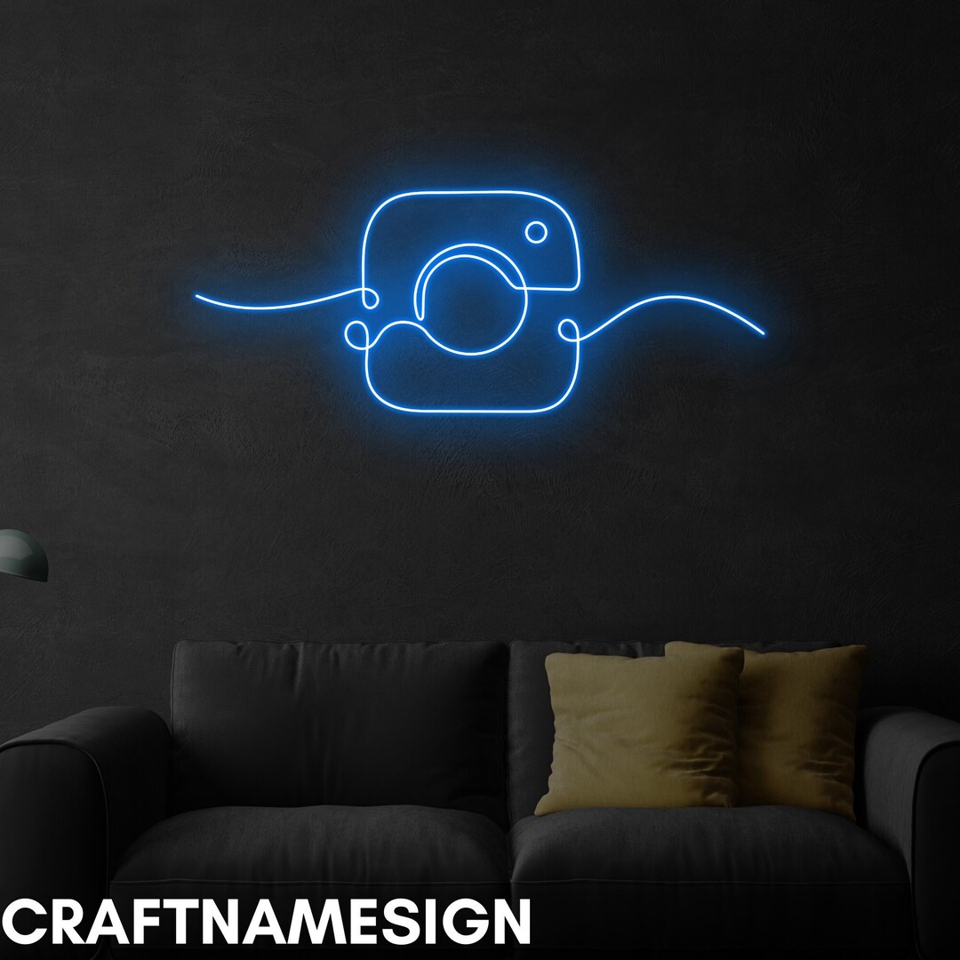 Camera Line Neon Sign, Camera Line Led Sign, Custom Neon Sign ...