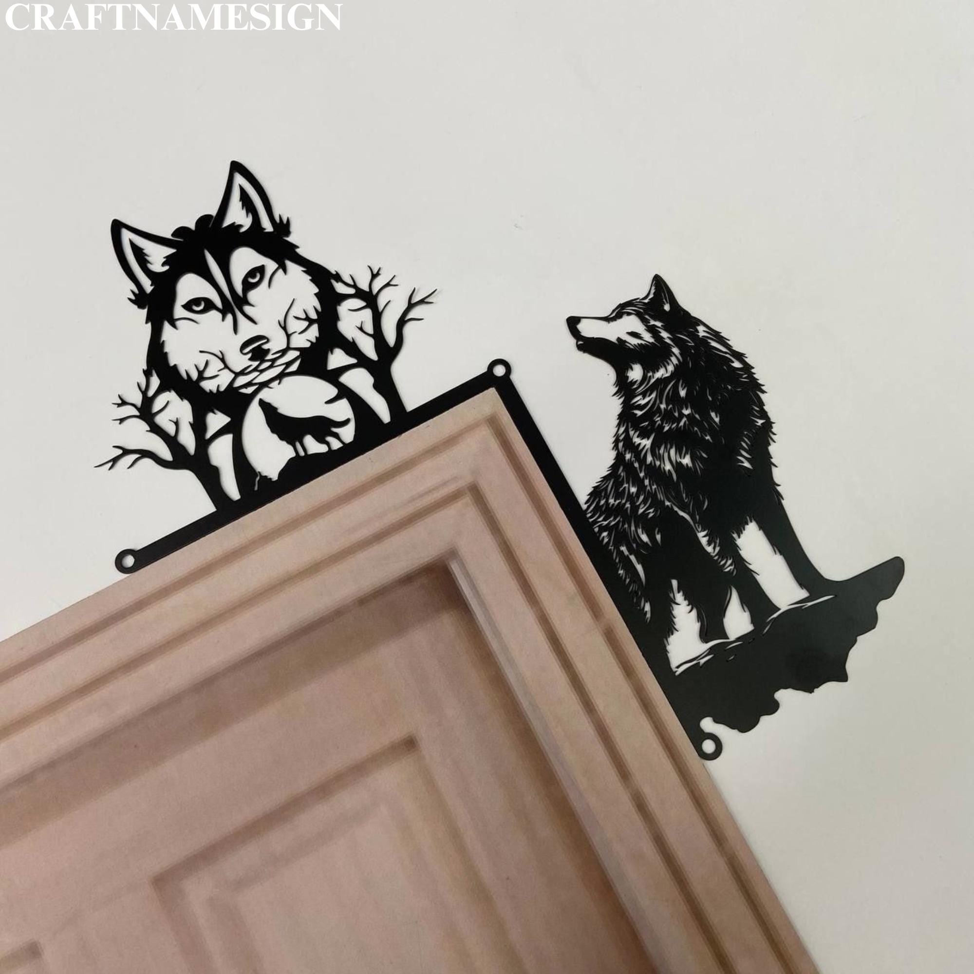 Wolf Door Frame Corner Metal Wall Art, Wolf Door Topper Sign, Wolf Door ...