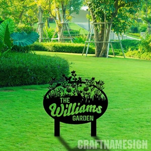 Custom Metal Garden Sign With Stakes, Garden Stake Sign Personalized ...