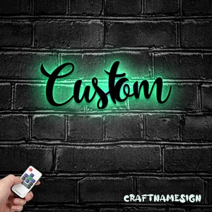 Your Custom Text Words Metal Wall Art LED Light - Personalized Name ...