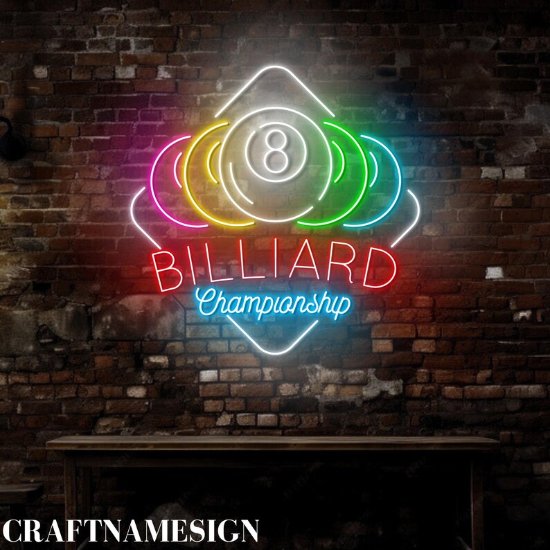 Billiard Championship Neon Sign, Billiards Led Sign, Billiards Pool ...