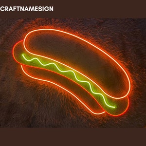Hot Dog Neon Sign, Hot Dog Led Sign, Custom Neon Sign, Fast Food ...