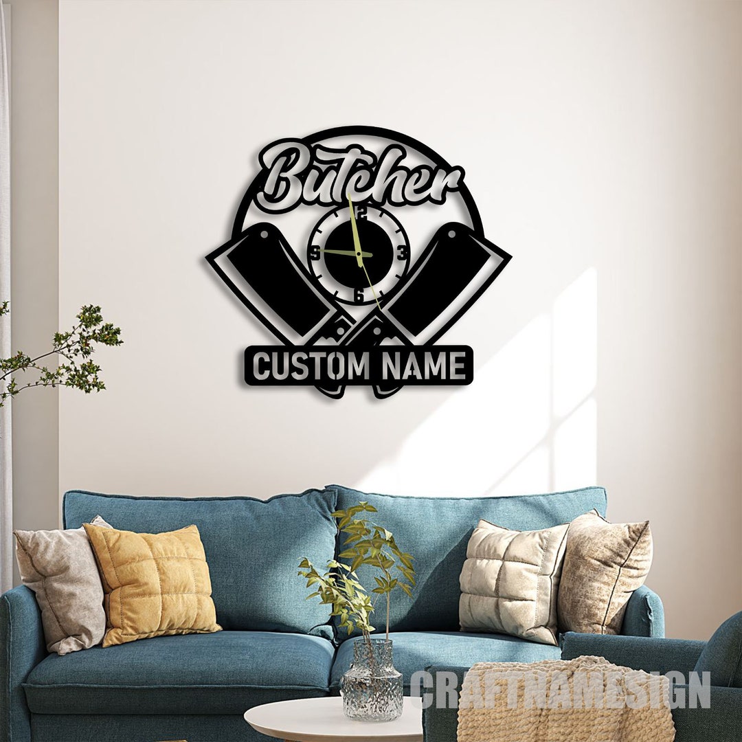 Custom Butcher Shop Metal Wall Clock, Wall Clock Unique for Home Decor ...