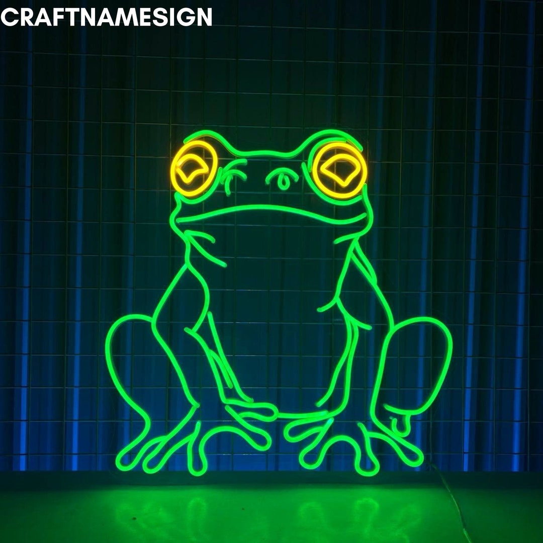 Cute Frog Sitting Led Sign, Frog Animal Neon Light, Custom Neon Sign ...