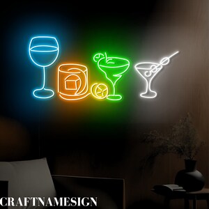 Beverage Neon Sign for Bar Pub Wall Decor, Martini Tequila Cocktail ...