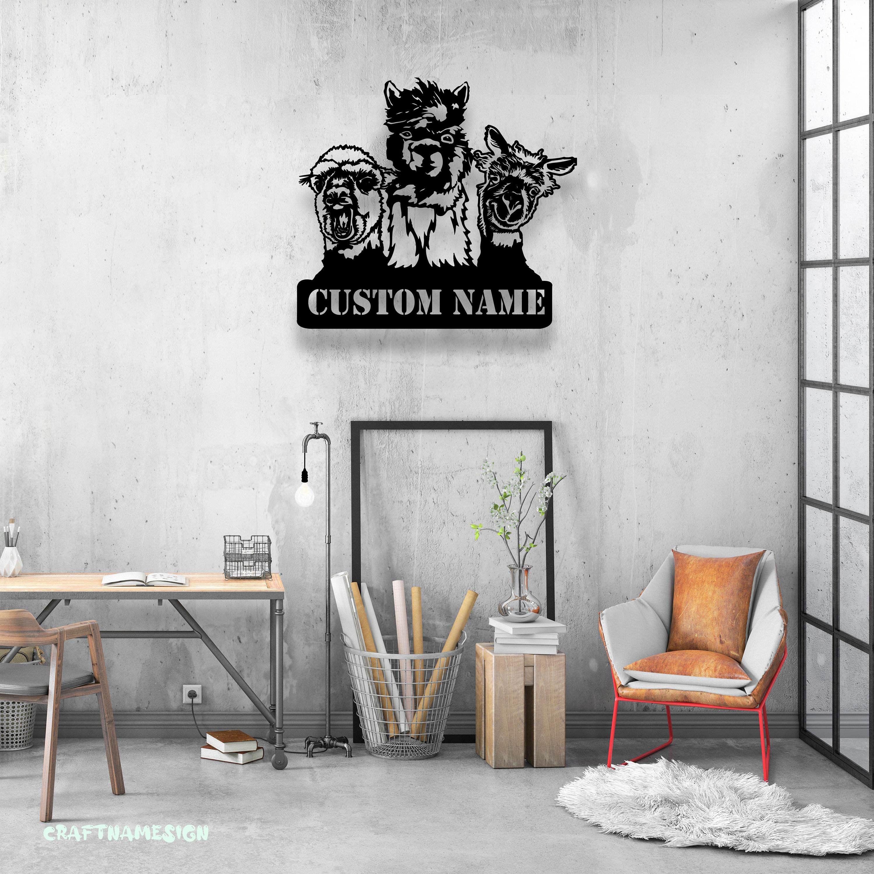 Custom Alpaka Farmhouse Metal Wall Art LED Light | Personalized Funny ...