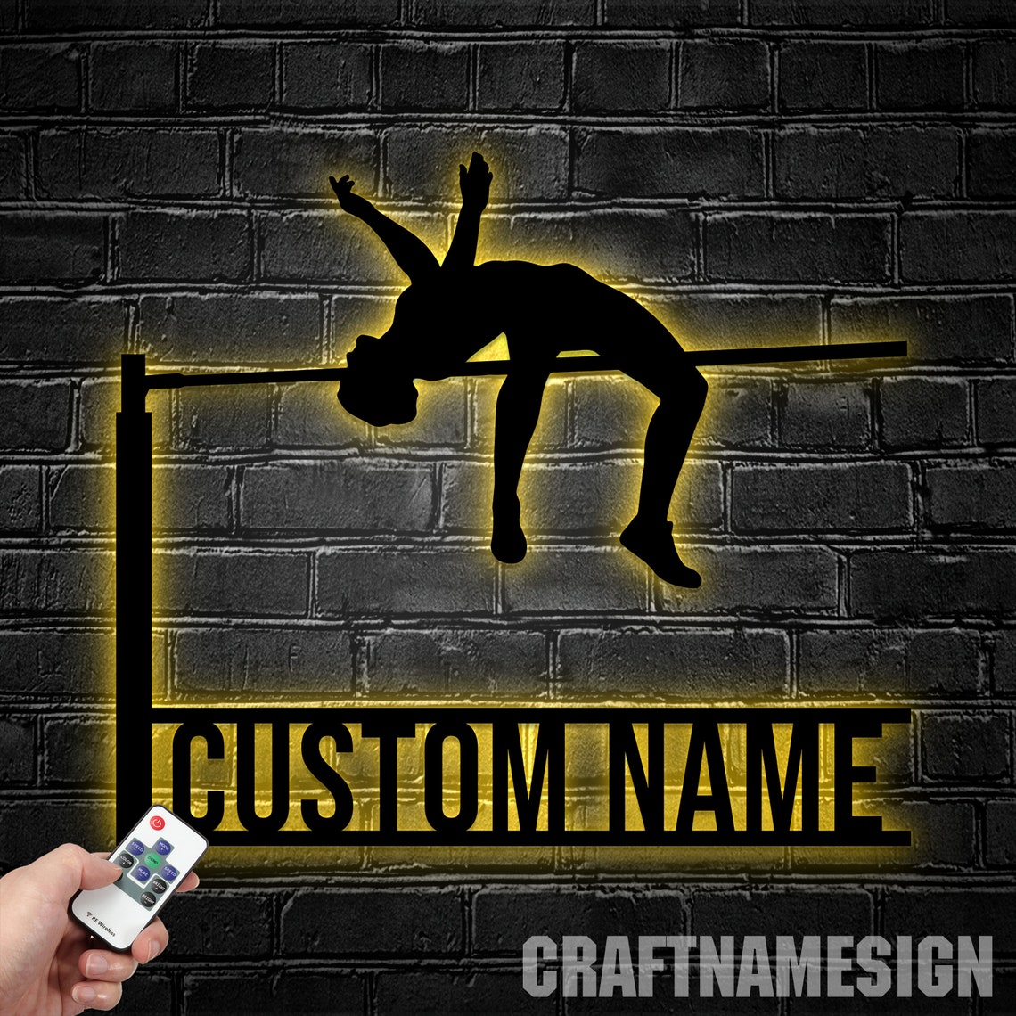 Personalized Pole Vaulter Metal Wall Art LED Light, Custom Male Pole ...