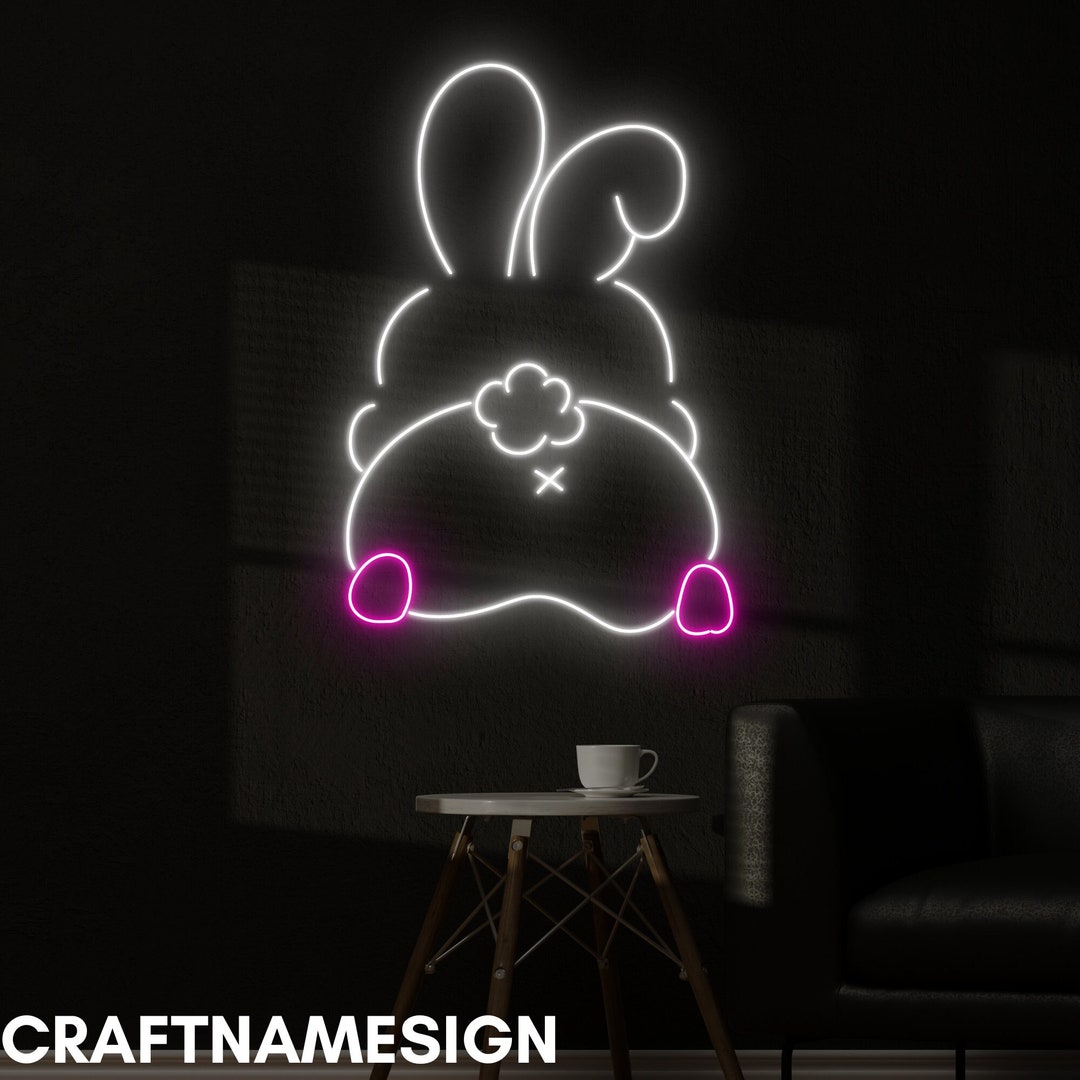 Cute Bunny Butt Neon Sign, Rabbit Butt Led Sign, Custom Neon Sign ...
