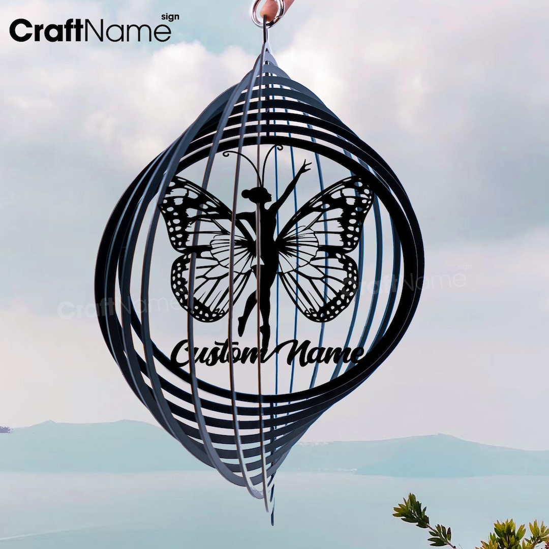 Personalized Wind Spinner Butterfly Dance Metal Garden Decor, Butterfly ...