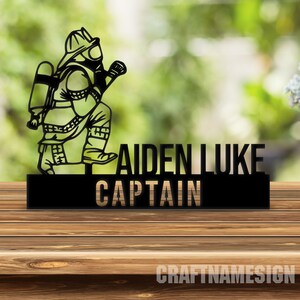 Custom Wooden Firefighter Desk Name Plate, Fireman Metal Nameplate for ...
