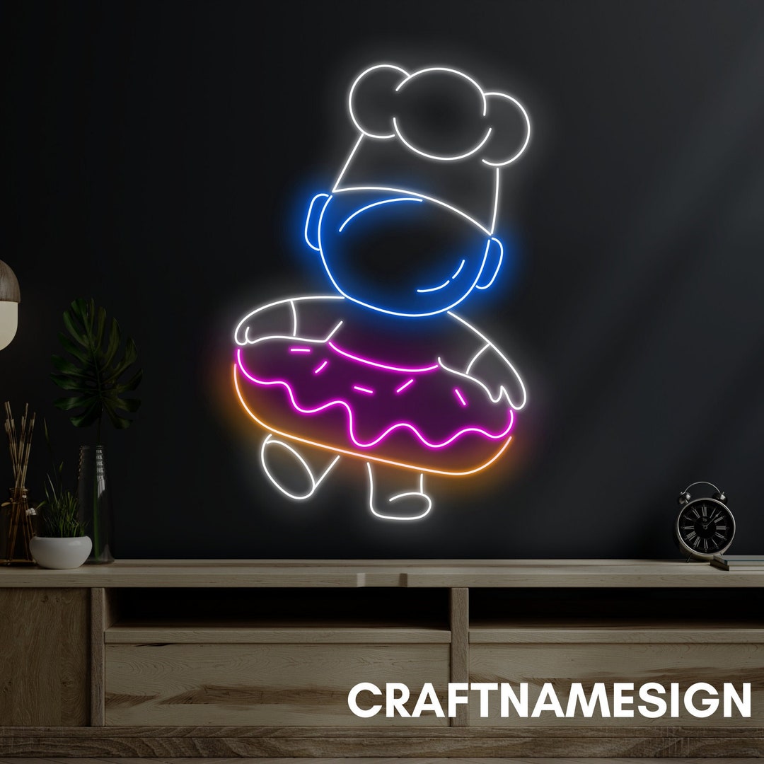 Astronaut Chef Donut Led Sign, Donut Astronaut Neon Sign, Custom Neon ...
