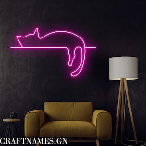Cat Sleep Neon Sign, Cat Line Led Sign, Custom Neon Sign, Cat Shop ...