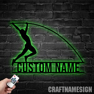 Personalized Pole Vaulter Metal Wall Art LED Light, Custom Male Pole ...