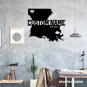Custom Louisiana Map Metal Wall Art LED Lights Personalized Louisiana ...