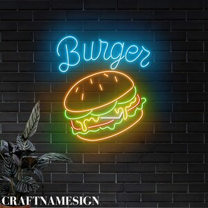 Burger Neon Light, Burger Led Light for Fast Food Restaurant Wall ...