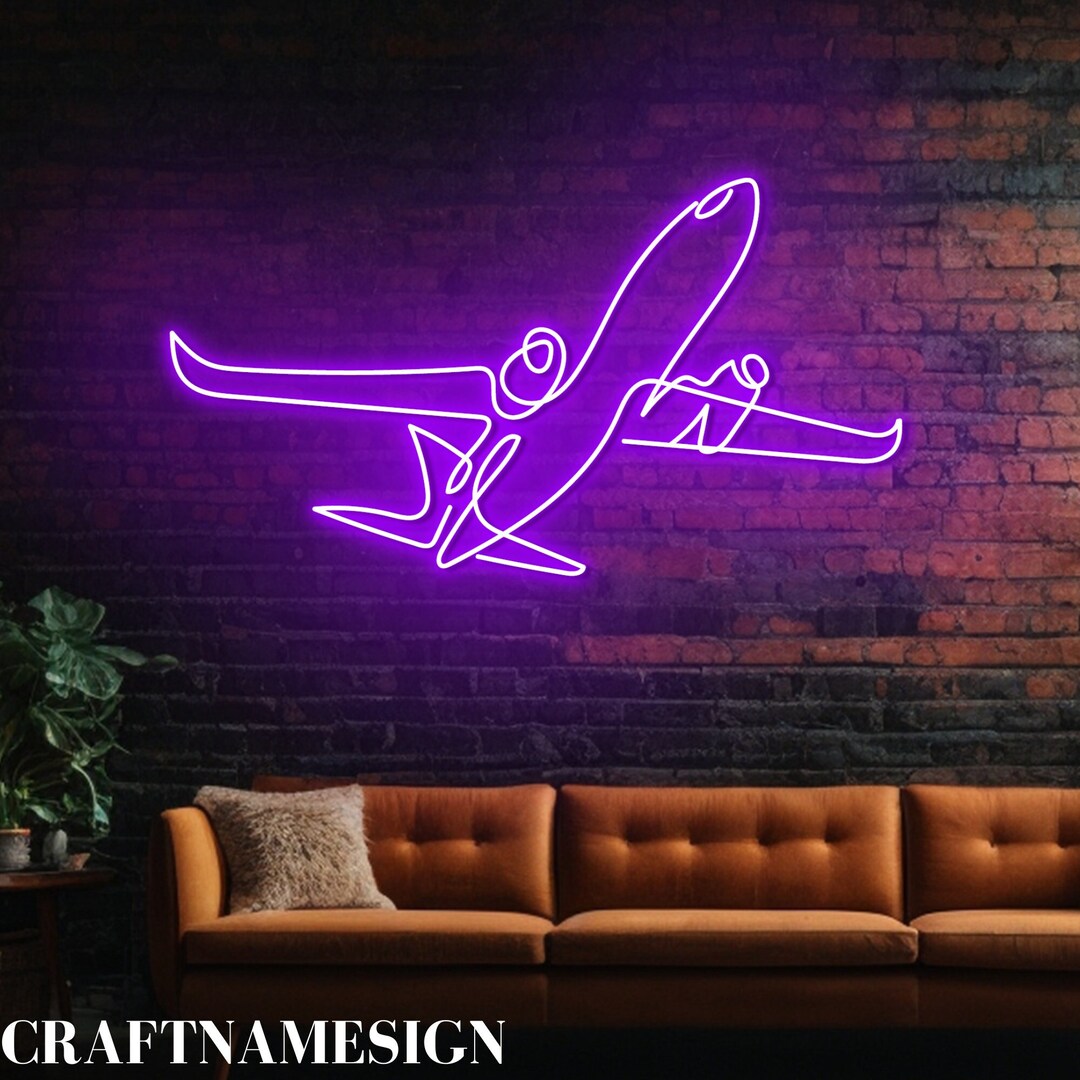 Airplane Minimalist Neon Sign, Airplane Aircraft Led Sign, Custom Neon ...