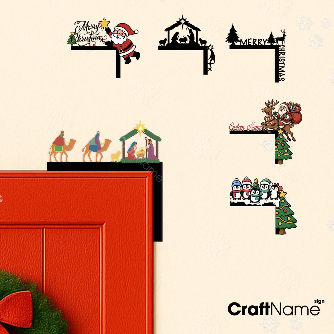 Nativity Scene Door Corner Christmas Decoration, Rustic Door Topper for ...