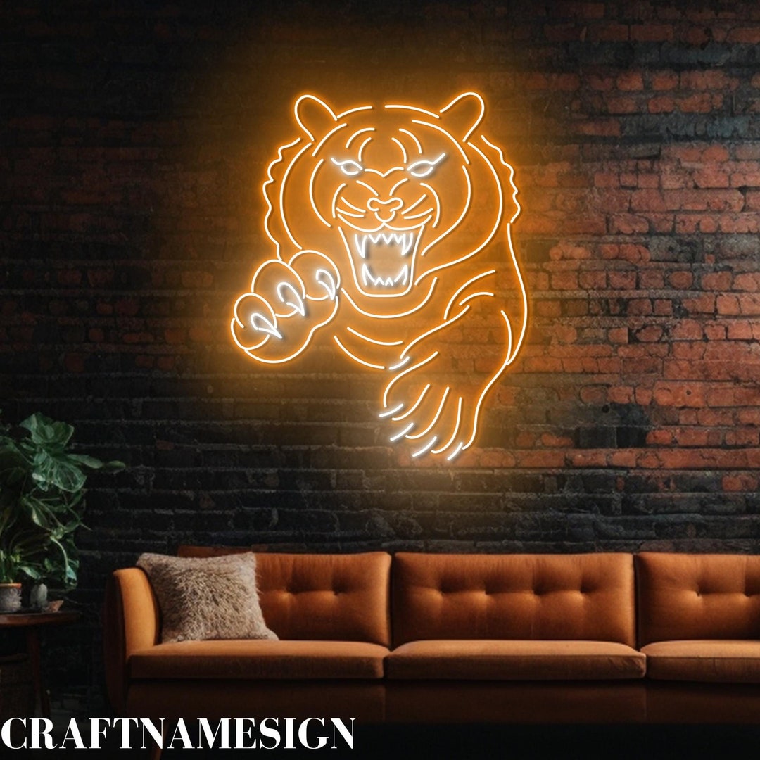 Angry Tiger Neon Sign, Angry Tiger Hunting Led Sign, Custom Neon Sign ...