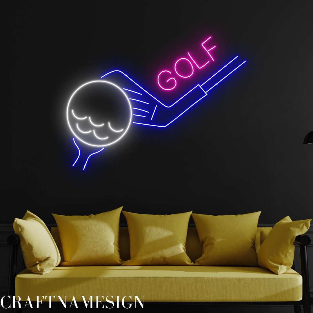 Golf Ball Club Neon Sign, Golfing Led Light Sign, Custom Neon Sign ...