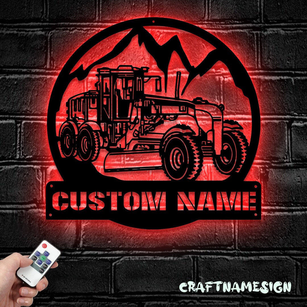 Custom Tractor Driver Metal Wall Art LED Light Personalized Farm ...
