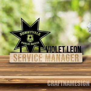 Custom Wooden Police Desk Name Plate, Law Enforcement Metal Nameplate ...