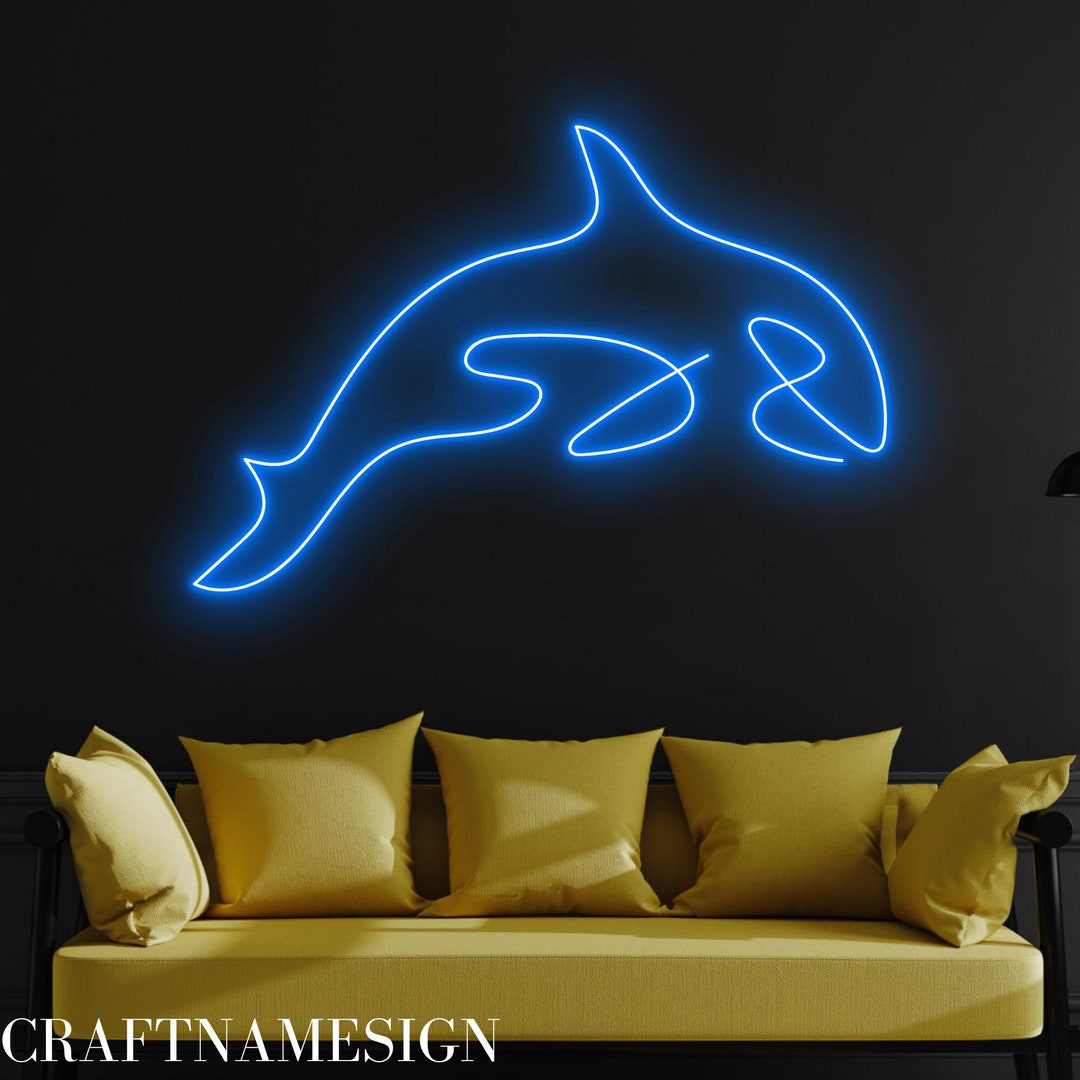 Orca Neon Sign, Whale Line Led Sign, Custom Neon Sign, Whale Lover Gift ...