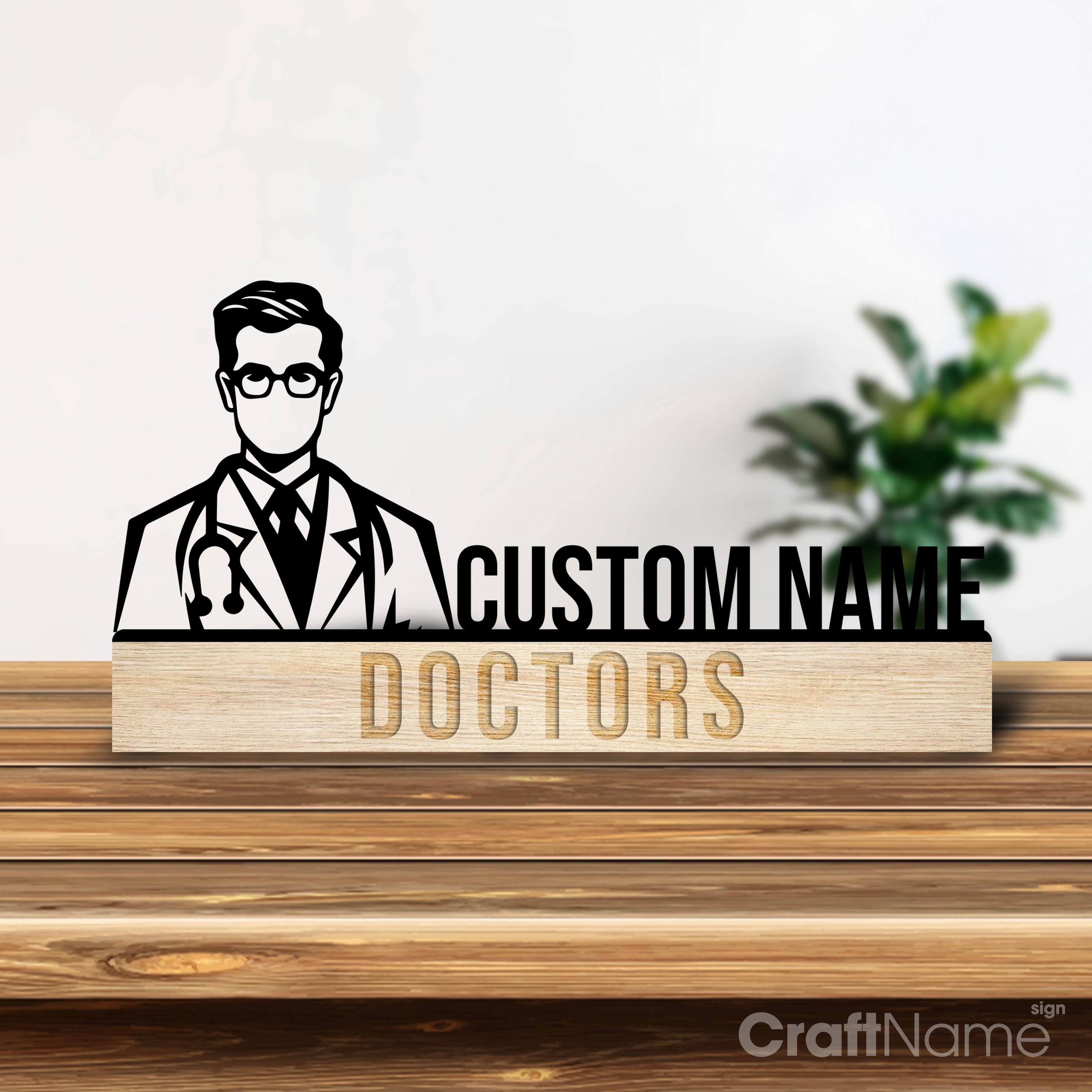 Custom Wooden Doctor Desk Name Plate, Healthcare Doctor Metal Nameplate ...