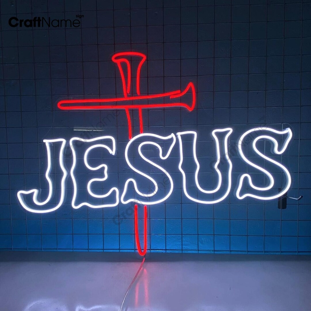 Jesus Cross Christ Neon Sign, Jesus Cross Led Sign, Custom Neon Sign ...