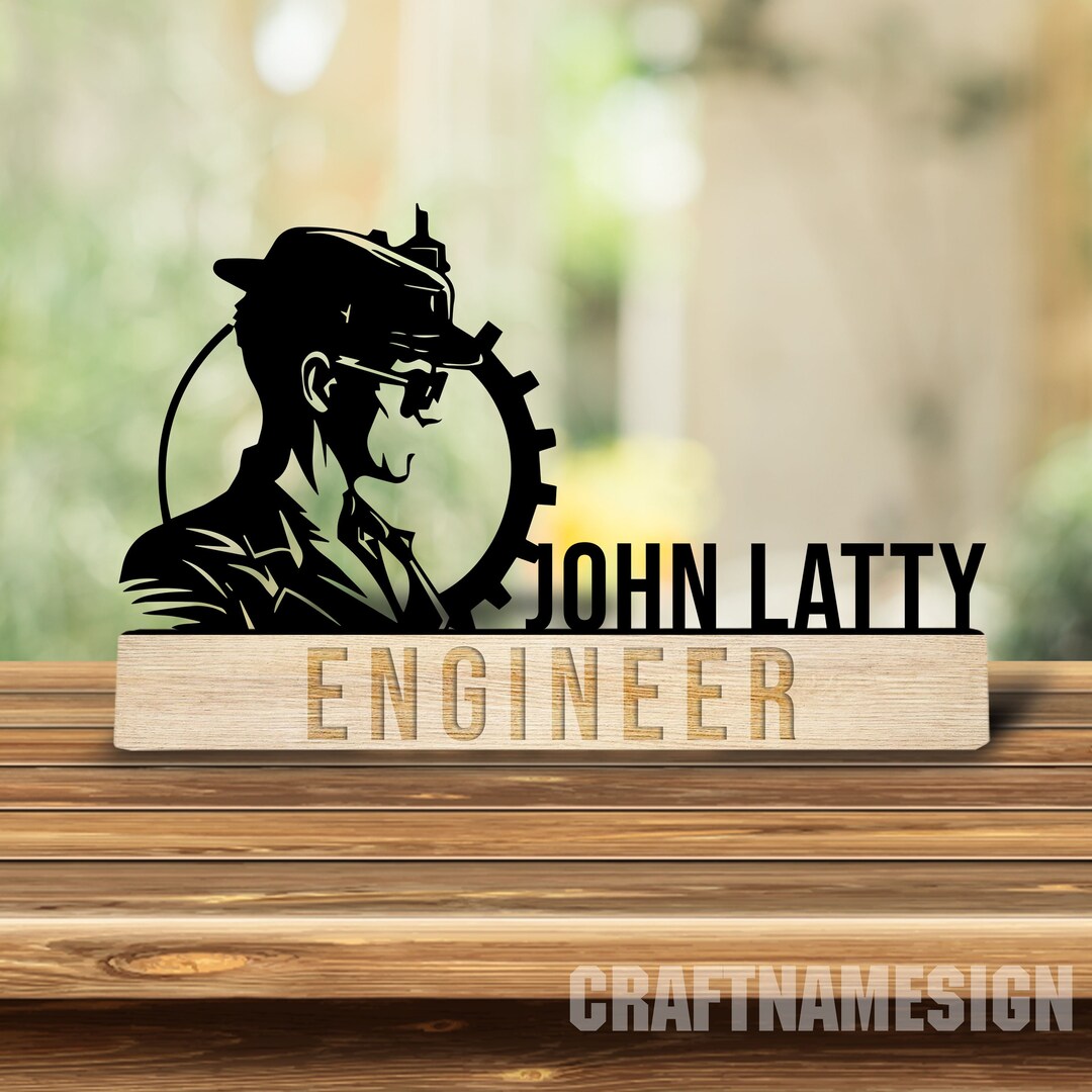 Custom Wooden Civil Engineer Desk Name Plate, Engineer Metal Nameplate ...