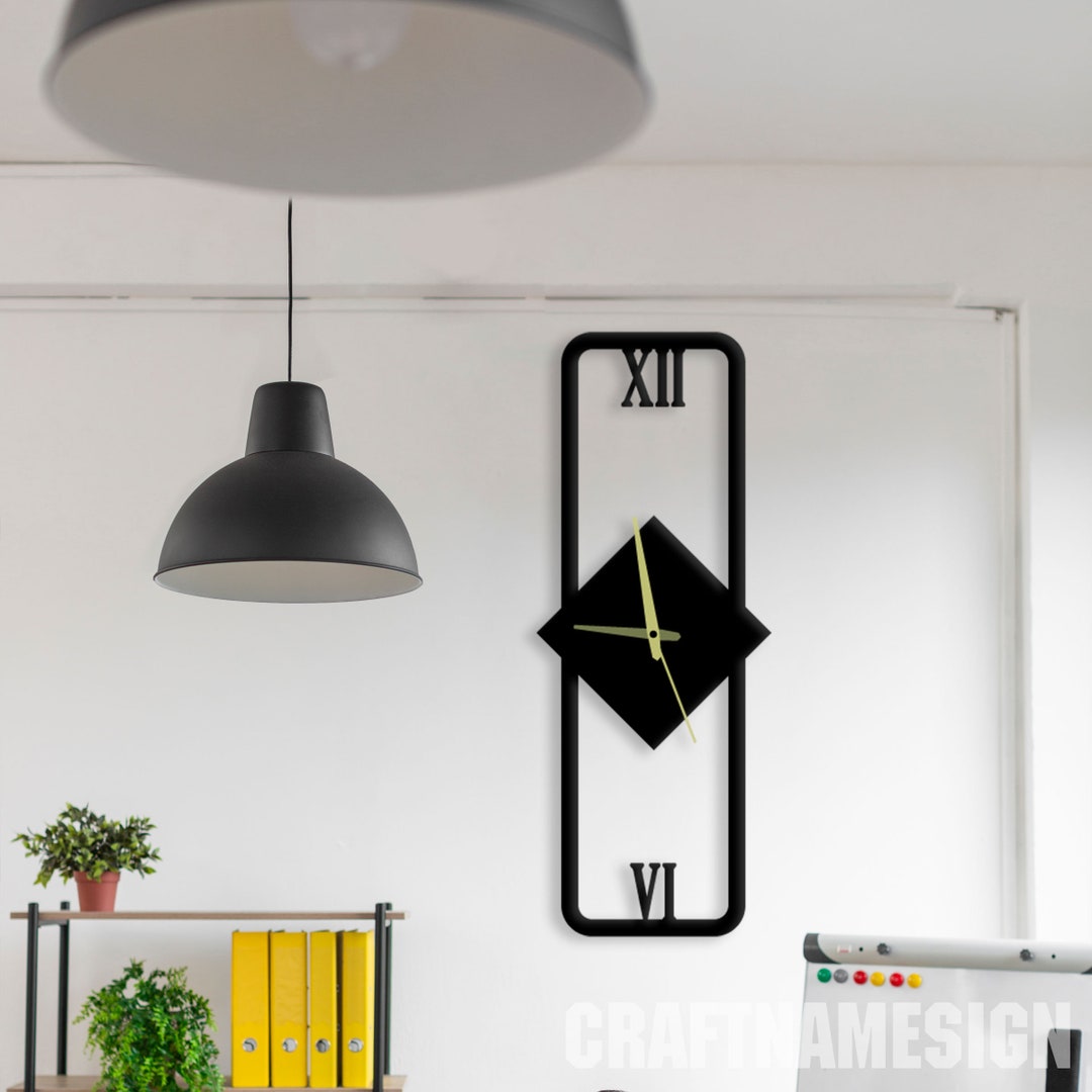 Metal Rectangle Minimalist Large Wall Clock, Wall Clock Modern for Home ...