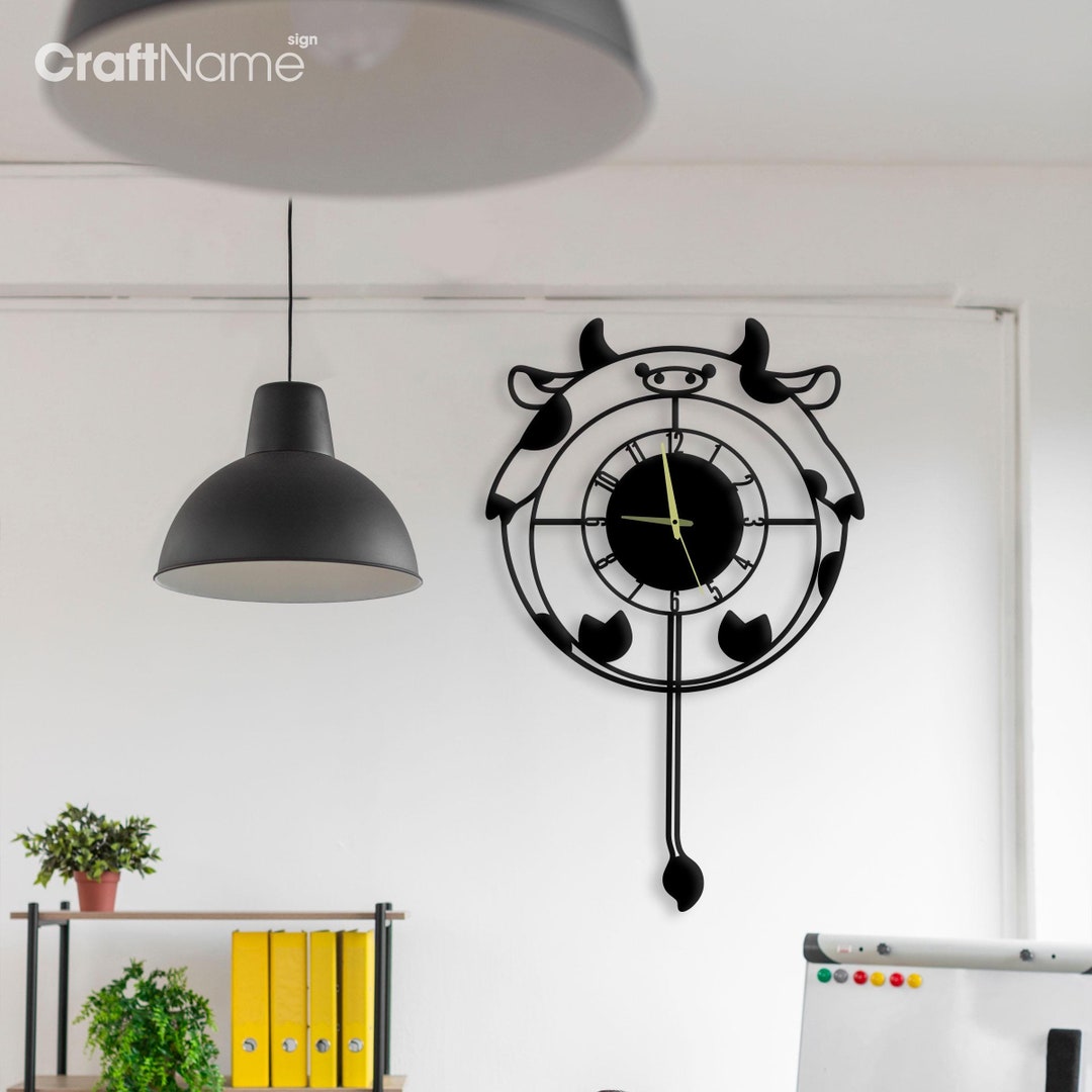 Cow Pendulum Acrylic Clock for Wall Decor, Modern Minimalist Wall Clock ...