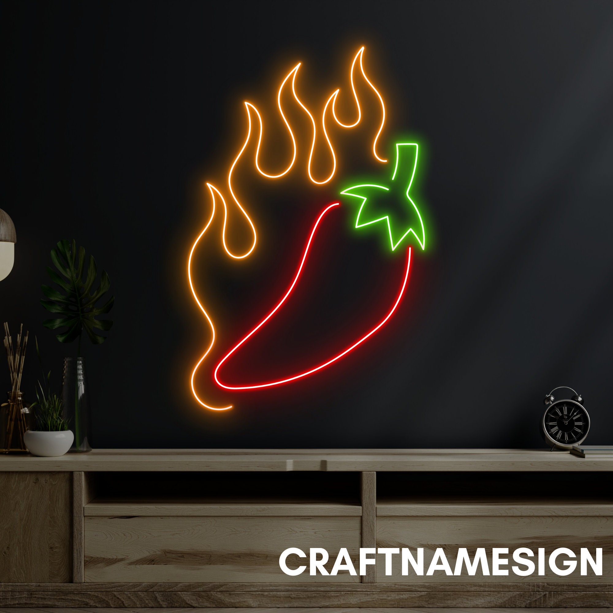 Fire Chilli Neon Sign, Fire Chilli Led Sign, Custom Neon Sign, Spicy ...