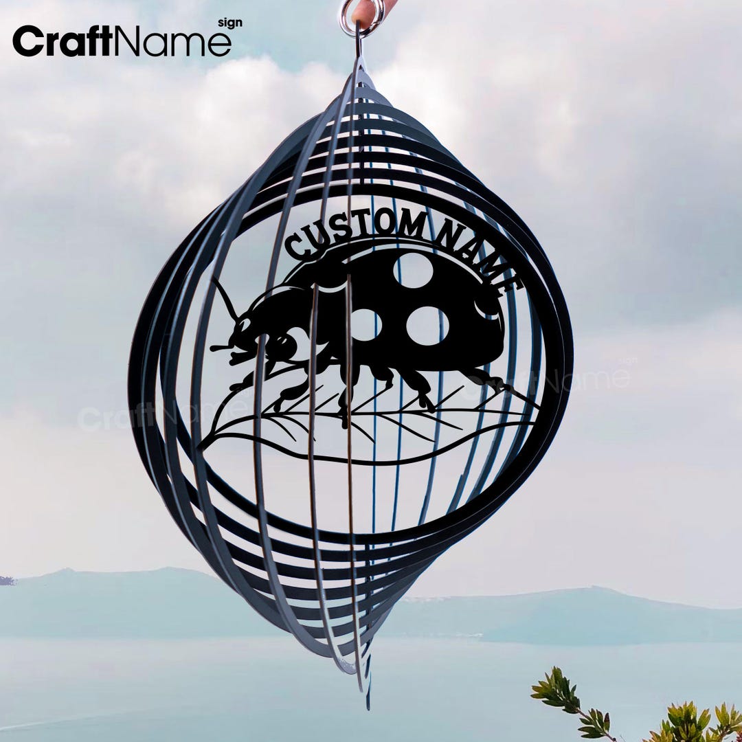 Custom Ladybug Wind Spinner Outdoor Garden Decor, Metal Ladybugs Wind ...